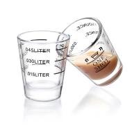 China Round Shot Glasses Measuring Cup 30ml Soda Lime Glass Heavy Wine Glass for sale