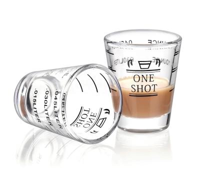 China Round Shot Glasses Measuring Cup 30ml Soda Lime Glass Heavy Wine Glass for sale
