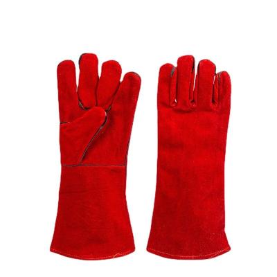 China Cowhide Fireproof Welding Hand Gloves 38cm Heat Resistant for Oven Stove Welder for sale