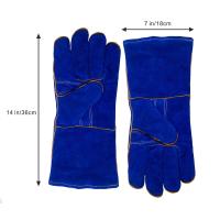 China Heat Resistant Leather Welding Gloves 38x20cm Custom OEM Kitchen BBQ Oven Mitts for sale