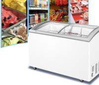 China 338L Glass Door Commercial Chest Freezer -18 to -25°C R290 Refrigerant for sale