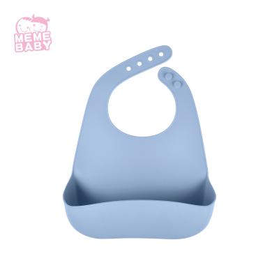 China LFGB BPA Free Waterproof Silicone Bib Gift Set Blue Color for sale