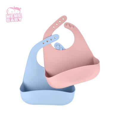 China Pink Silicone Feeding Bib BPA Free Waterproof Toddler Teething for sale