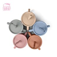 China Drinkware Silicone Sippy Straw Cup Blue Beige Pink Color for sale