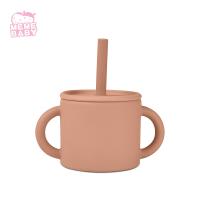 China Drinkware Silicone Sippy Straw Cup Blue Beige Pink Color for sale