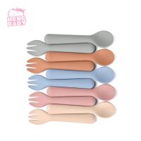 China BSCI Baby Silicone Fork And Spoon Tablewares Dinnersets Non Toxic for sale