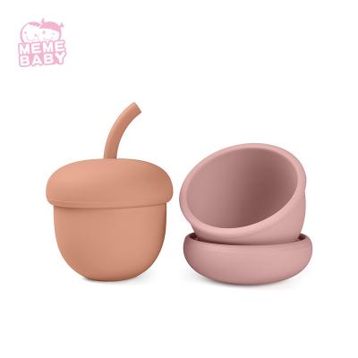 China Cute Chestnut Silicone Sippy Cup No Spill BPA Free Baby Straw Cup With Lid for sale