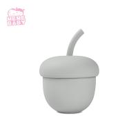 China Chestnut Drinking Non Slip Silicone Sippy Cups Mug With Straw Dishwasher Safe for sale