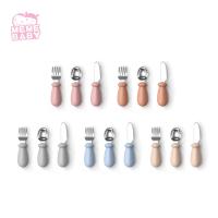 China Stainless Steel Fork Spoon And Knife Silicone Bottom Baby Feeding Essentials for sale