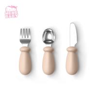 China Stainless Steel Fork Spoon And Knife Silicone Bottom Baby Feeding Essentials for sale