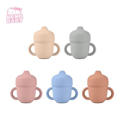 China LFGB Baby Silicone Straw Sippy Water Cup Easy To Clean Spillproof Independnt Drinking for sale