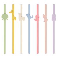 China Animal Shape Baby Silicone Drinking Straw Custom Soft Foldable for sale