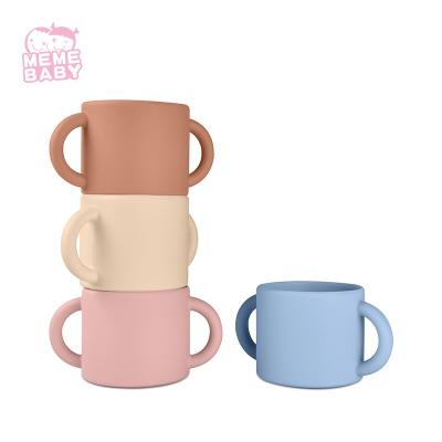 China Baby Training Silicone Sippy Cup Independent Drinking Milk Infants Supplies With Handles for sale