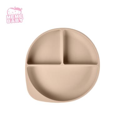 China Self Feeding Silicone Dinner Plate Divided Food Grade Beige Color for sale