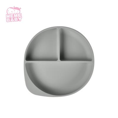 China Silicone Suction Plate Baby Kid BPA Free Reusable Divided Flatware Dinnerware Set for sale