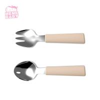China LFGB Stainless Steel Silicone Training Fork And Spoon Durable For Kids for sale