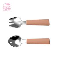 China LFGB Stainless Steel Silicone Training Fork And Spoon Durable For Kids for sale