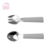 China LFGB Stainless Steel Silicone Training Fork And Spoon Durable For Kids for sale
