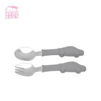 China BPA Free Silicone Fork And Spoon Set Stainless Steel Reusable for sale