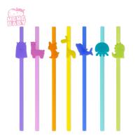 China 7MM Silicone Reusable Straw Animal Tip Foldable Drinking Straw for sale