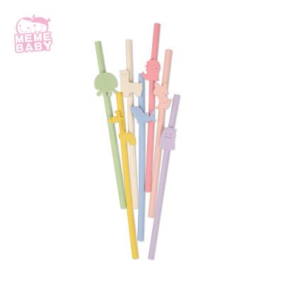 China Fun Animal Style Colorful Silicone Reusable Straw 200mm With FDA Certificate for sale