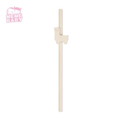 China 7MM Silicone Reusable Straw Animal Tip Foldable Drinking Straw for sale