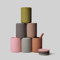 China Rust Color Spilt Proof Silicone Straw Cup CPC Certified BPA Free for sale