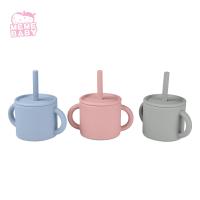 China Newborn Toddler Kid Silicone Snack Cup With Lid 8oz Minimalist Anti Spill for sale