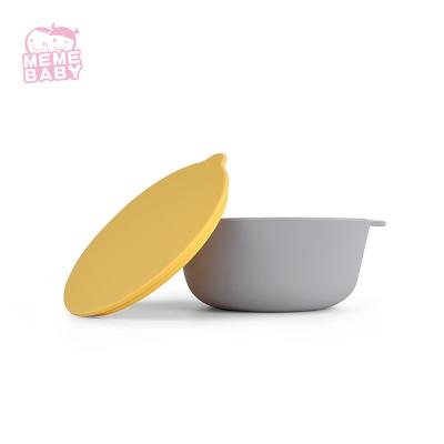China Soft Food Grade Silicone Weaning Bowl Collapsible Bowl With Lid for sale