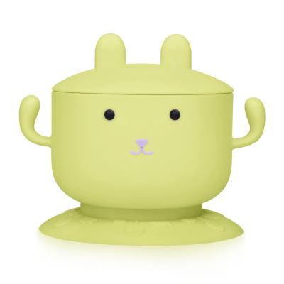 China BPA Free Rubber Silicone Suction Rabbit Shape With Lid Handles for sale