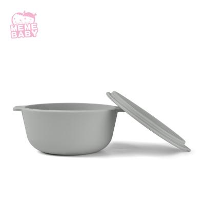 China Self Feeding Collapsible Silicone Weaning Bowl Dishwasher Microwave Safe With Lid for sale