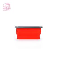 China BPA Free Silicone Foldable Lunch Box One Compartment With Fork for sale