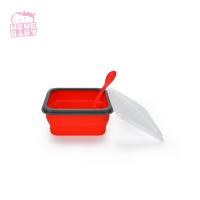 China BPA Free Silicone Foldable Lunch Box One Compartment With Fork for sale