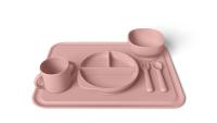 China LFGB Customized Silicone Bib And Plate Set Pink With Handles for sale