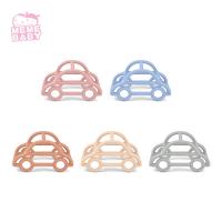 China Food Grade Safe Soft Silicone Teether Chew Toy Gift Set Cute Car Shape for sale