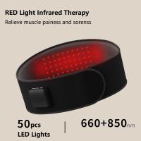 China Rechargeable Waist Massage Belt Hot Wave Lumbar Support Vibration Red Light Therapy for sale
