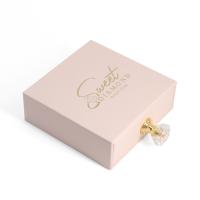 China Custom Printed Pink Bracelet Satin Jewelry Box Small Brooch Gift Boxes For Packiging for sale