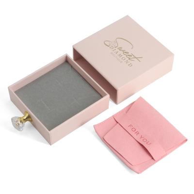 China Custom Printed Pink Bracelet Satin Jewelry Box Small Brooch Gift Boxes For Packiging for sale