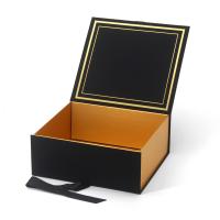 China Custom Logo Print Paper Cardboard Foldable Magnetic Shopping Gift Box With Ribbon for sale
