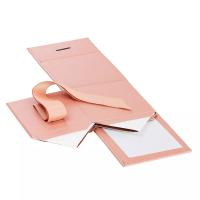 China Custom Pink Glitter Package Folding Ring Jewelry Packaging Box With Ribbon Closure for sale