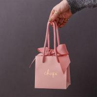 China Custom Printed Wedding Jewellery Gift Packaging Shopping Paper Bags With Ribbon Handles for sale