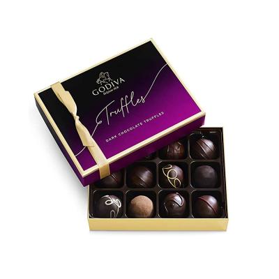 China Custom Logo Printed Empty Luxury Black Chocolate Truffle Packaging Boxes For Truffles for sale