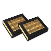 China Custom Logo Printed Empty Luxury Black Chocolate Truffle Packaging Boxes For Truffles for sale
