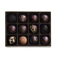 China Custom Logo Printed Empty Luxury Black Chocolate Truffle Packaging Boxes For Truffles for sale