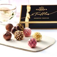 China Custom Logo Printed Empty Luxury Black Chocolate Truffle Packaging Boxes For Truffles for sale