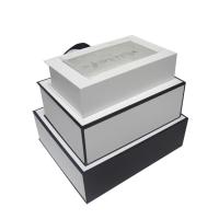 China Luxury White Cardboard Clothes Scarf Towel Packaging Folding Paper Gift Box With Clear Window for sale