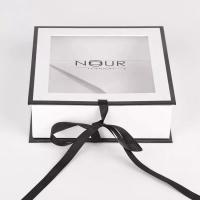 China Luxury White Cardboard Clothes Scarf Towel Packaging Folding Paper Gift Box With Clear Window for sale