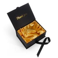 China Custom Gold Foil Printed Magnet Magnetic Satin Jewelry Packaging Gift Close Box For Ring for sale