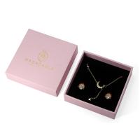 China Pink White Lid And Base Paper Cardboard Jewelry Box Custom Kraft Packaging Box With Insert Foam for sale