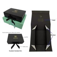 China Custom Logo Wedding Dress Rigid Magnetic Folding Cardboard Packaging Paper Gift Box With Ribbon Closure for sale